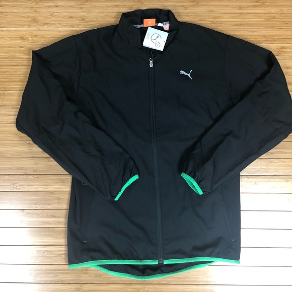 Puma | Jackets & Coats | Puma Mens Woven Jacket Black Island Green Size ...